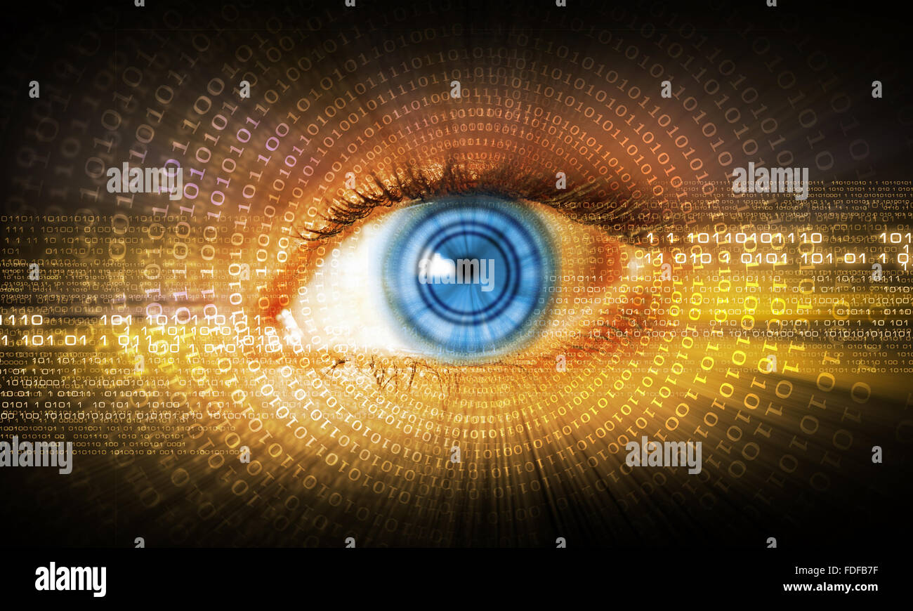 Close-up high-tech image of human eye. Technology concept Stock Photo ...