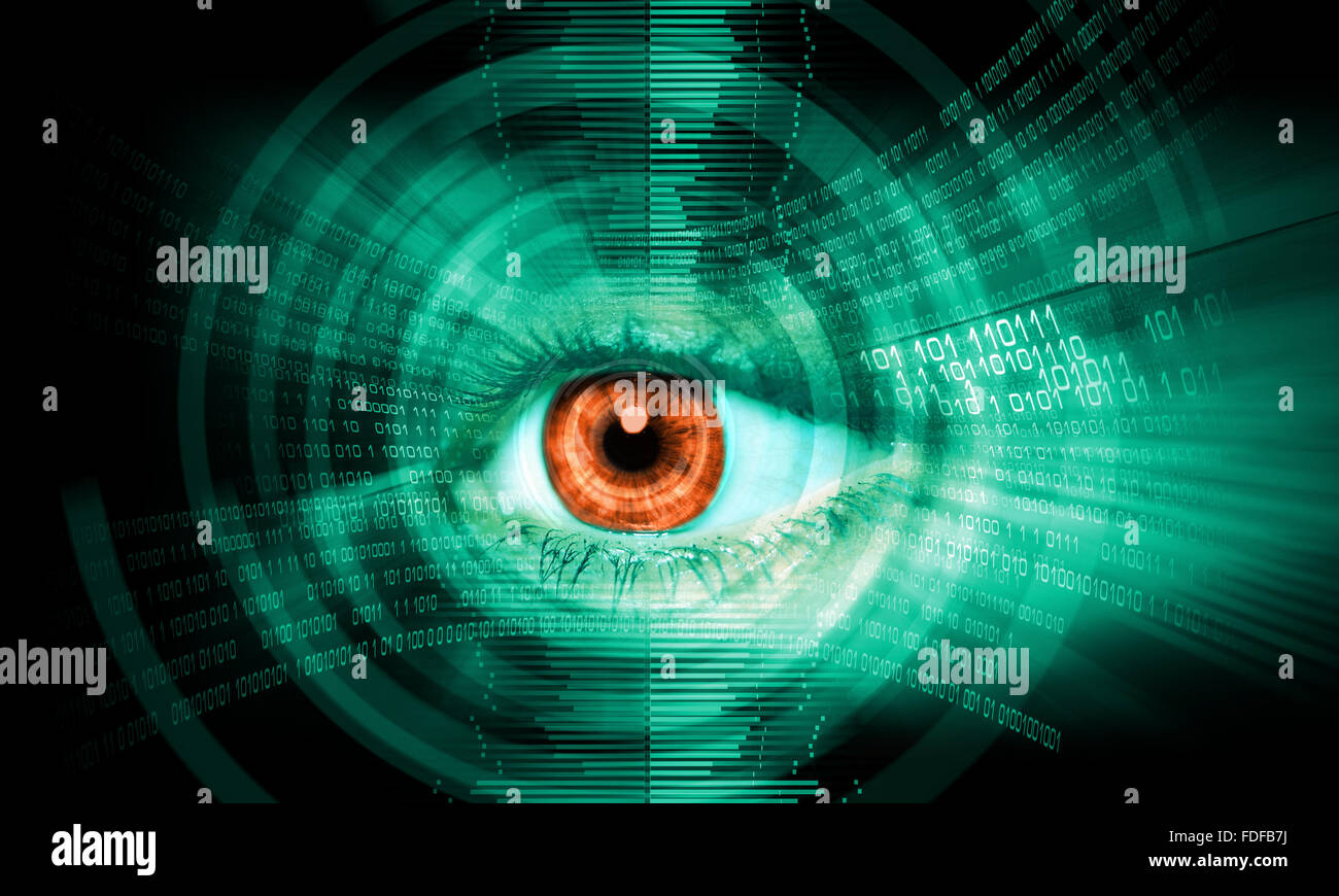 Close-up high-tech image of human eye. Technology concept Stock Photo ...