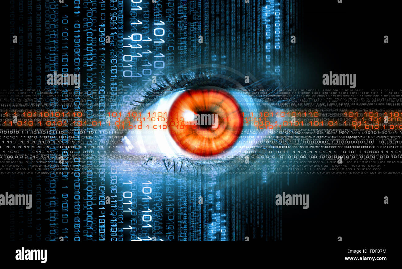 Close-up high-tech image of human eye. Technology concept Stock Photo ...