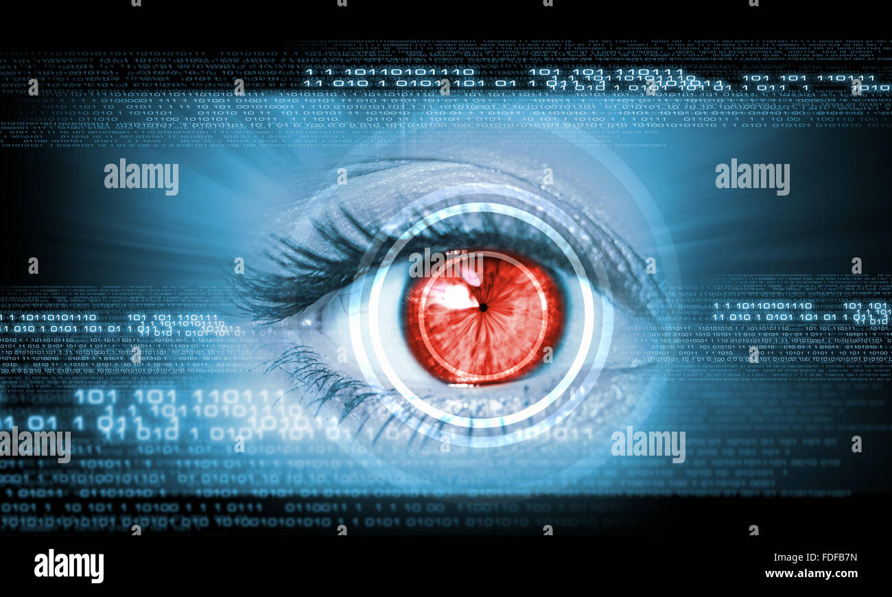 Close-up high-tech image of human eye. Technology concept Stock Photo ...