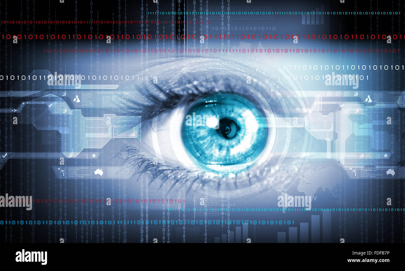 Close-up high-tech image of human eye. Technology concept Stock Photo ...