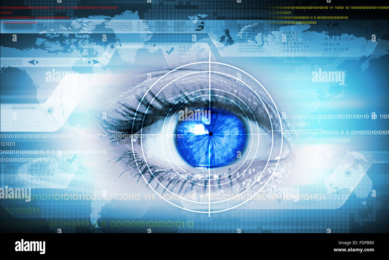Close-up high-tech image of human eye. Technology concept Stock Photo ...