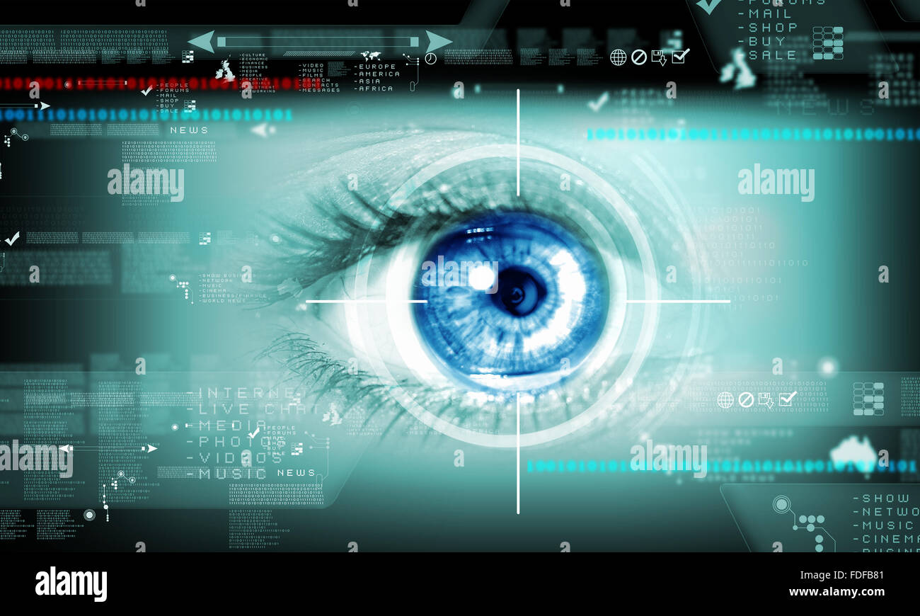 Close-up high-tech image of human eye. Technology concept Stock Photo ...