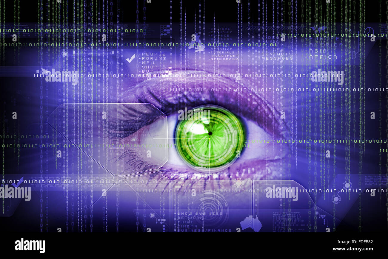 Close-up high-tech image of human eye. Technology concept Stock Photo ...