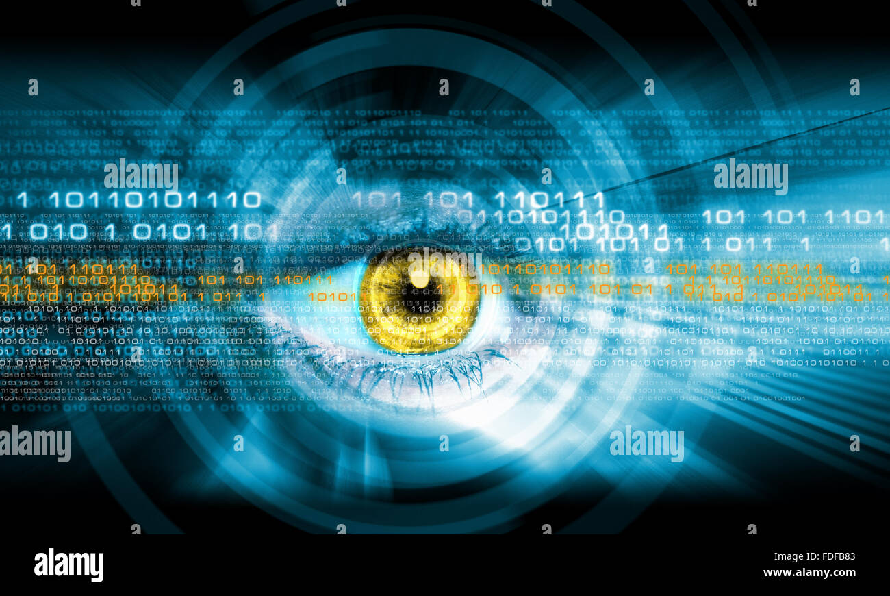 Close-up high-tech image of human eye. Technology concept Stock Photo ...