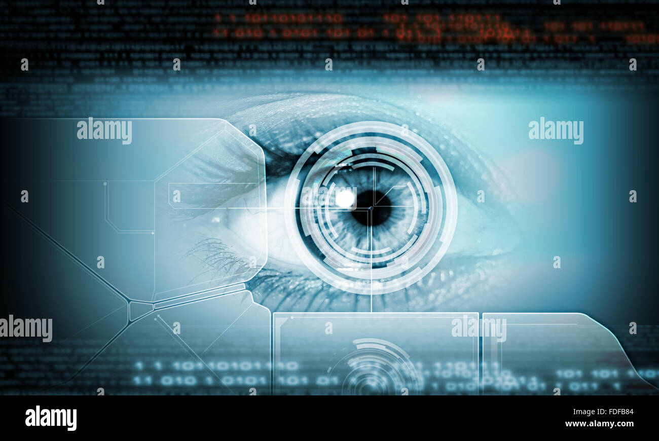 Close-up high-tech image of human eye. Technology concept Stock Photo ...