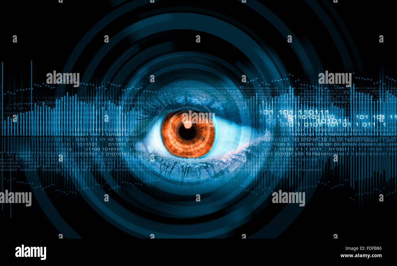 Close-up high-tech image of human eye. Technology concept Stock Photo ...