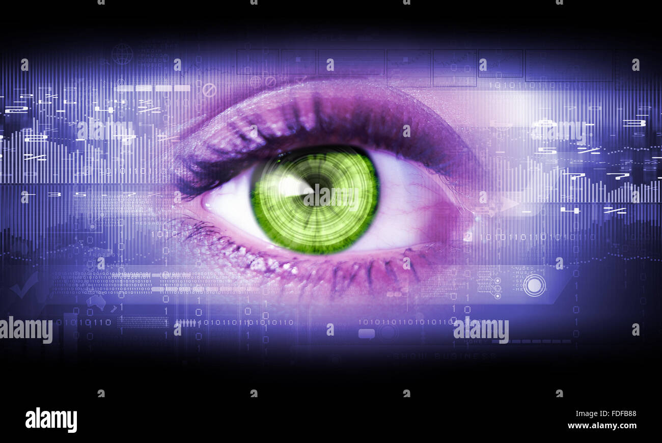 Close-up high-tech image of human eye. Technology concept Stock Photo ...