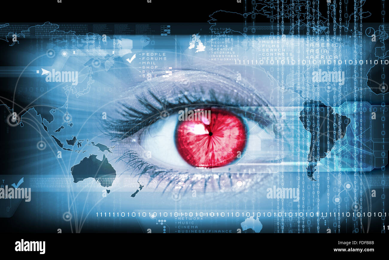 Close-up high-tech image of human eye. Technology concept Stock Photo ...