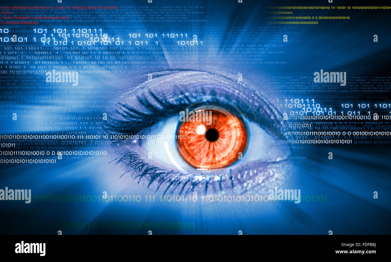 Close-up high-tech image of human eye. Technology concept Stock Photo ...