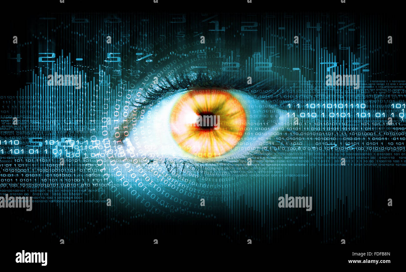 Close-up high-tech image of human eye. Technology concept Stock Photo ...