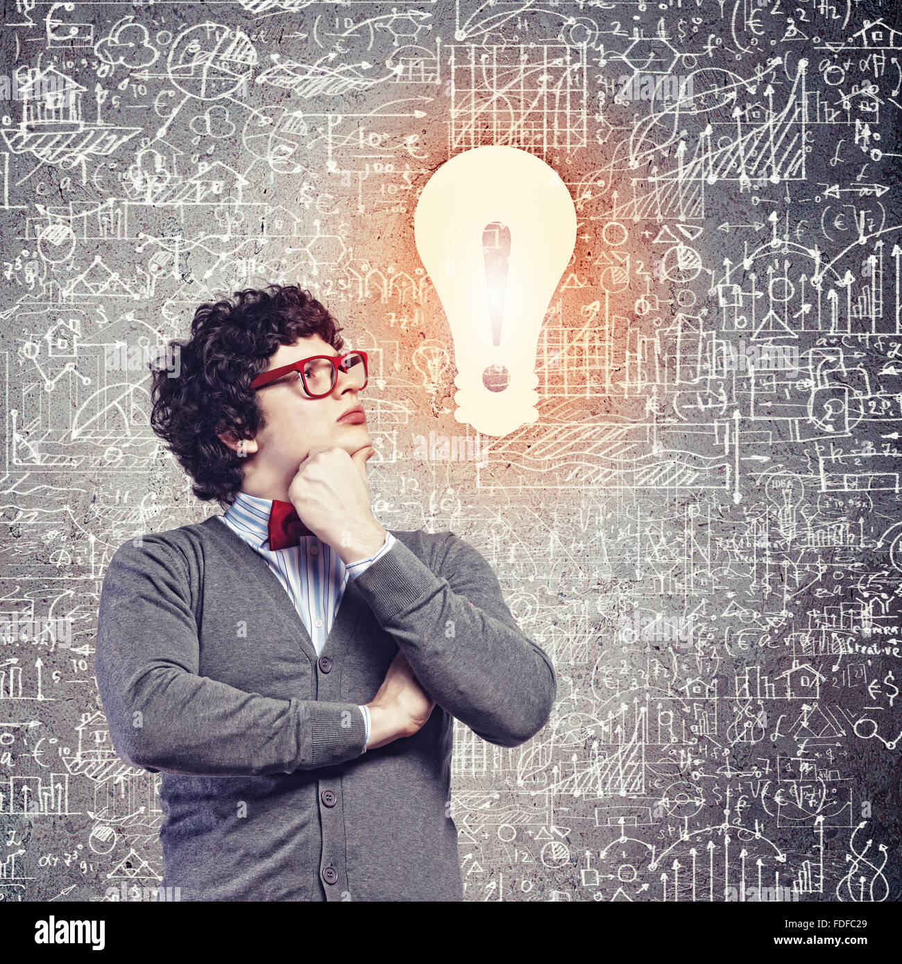 Young man in the process of thinking and finding a solution Stock Photo ...