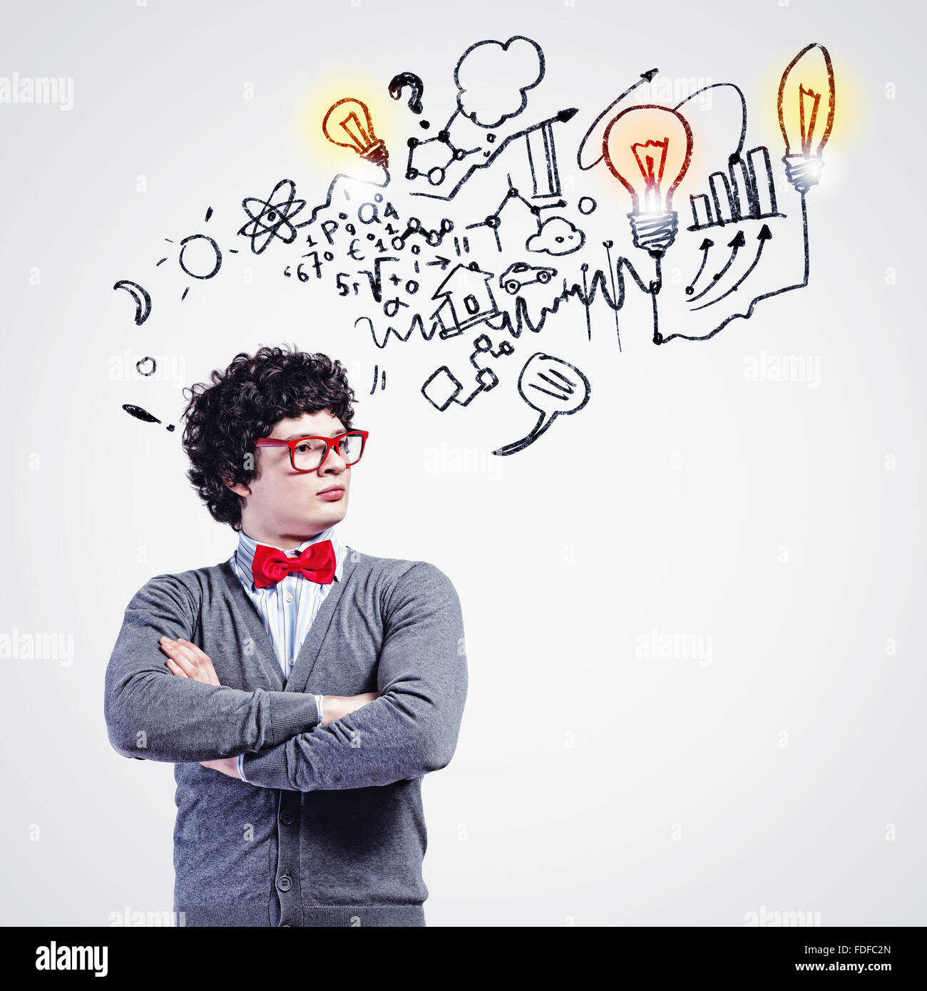 Young man in the process of thinking and finding a solution Stock Photo ...
