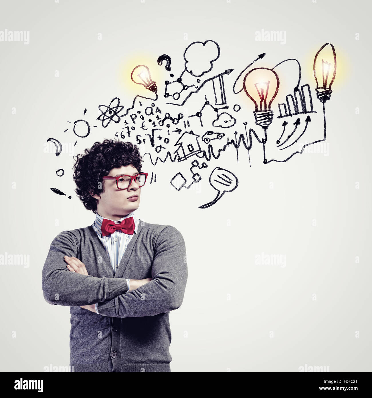 Young man in the process of thinking and finding a solution Stock Photo ...