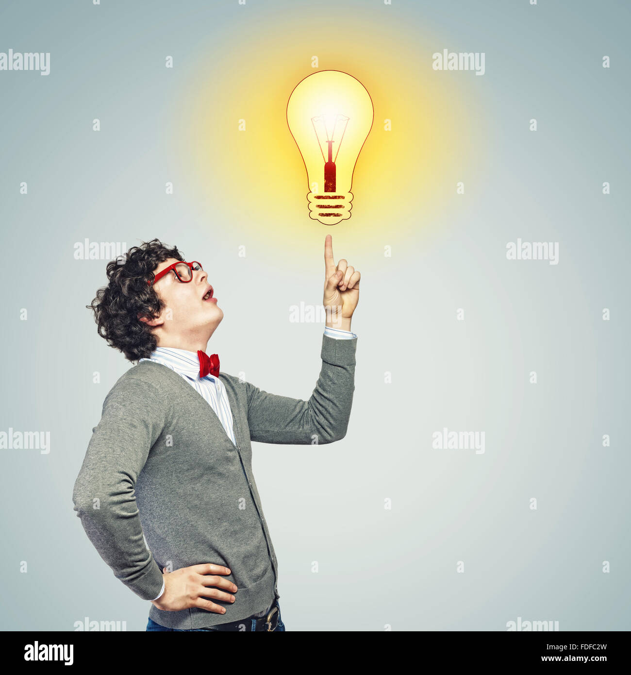 Young man in the process of thinking and finding a solution Stock Photo ...