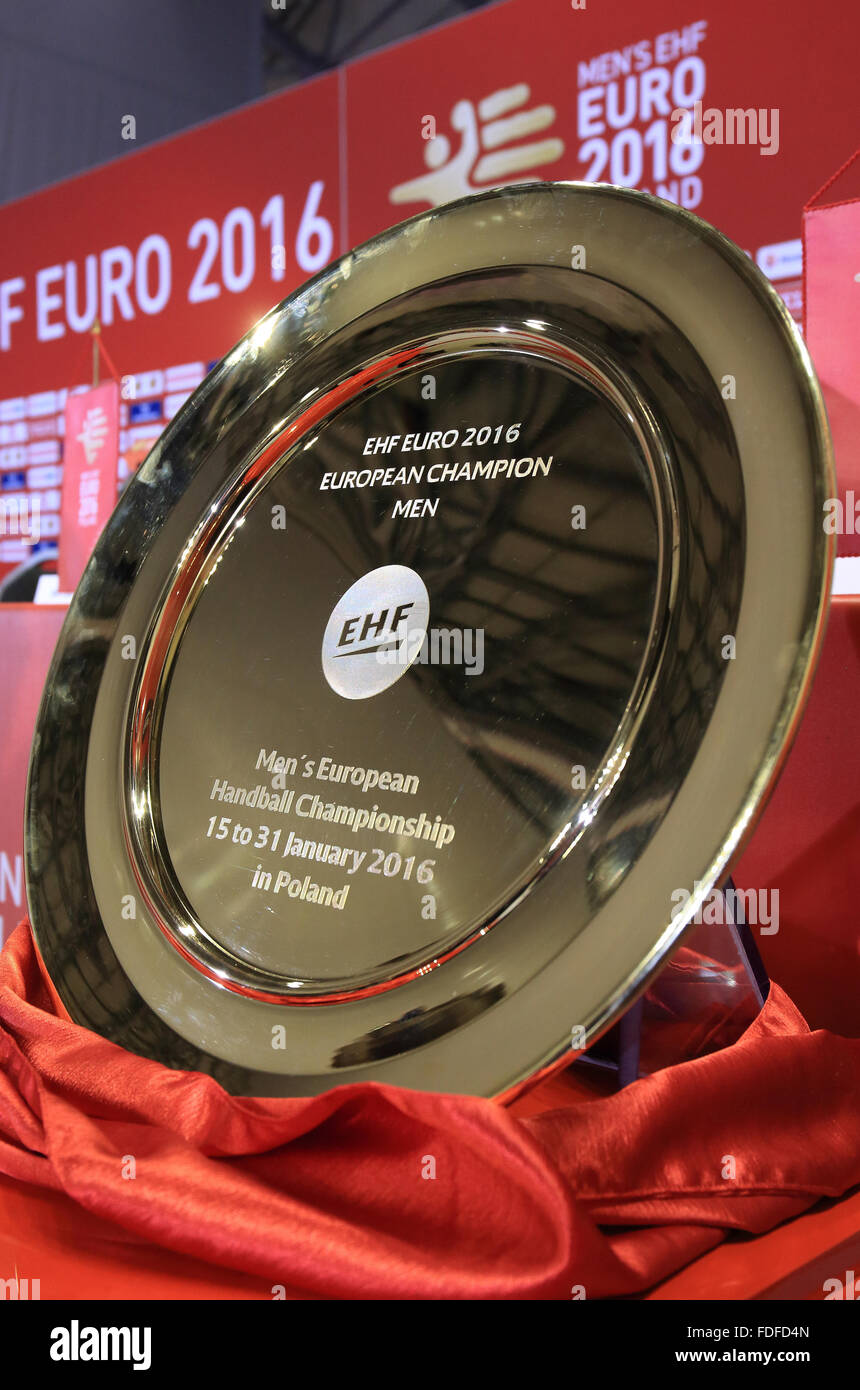 Krakow, Poland. 31st Jan, 2016. The trophy of the 2016 European ...