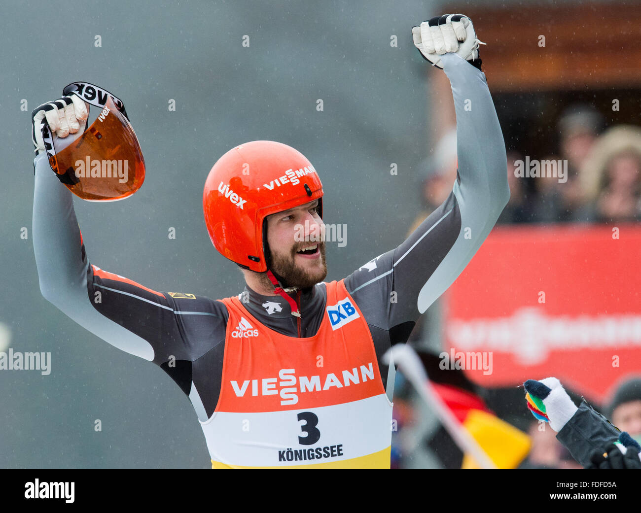 Schoenau, Germany. 31st January, 2016. Germany's Ralf Palik celebrates ...