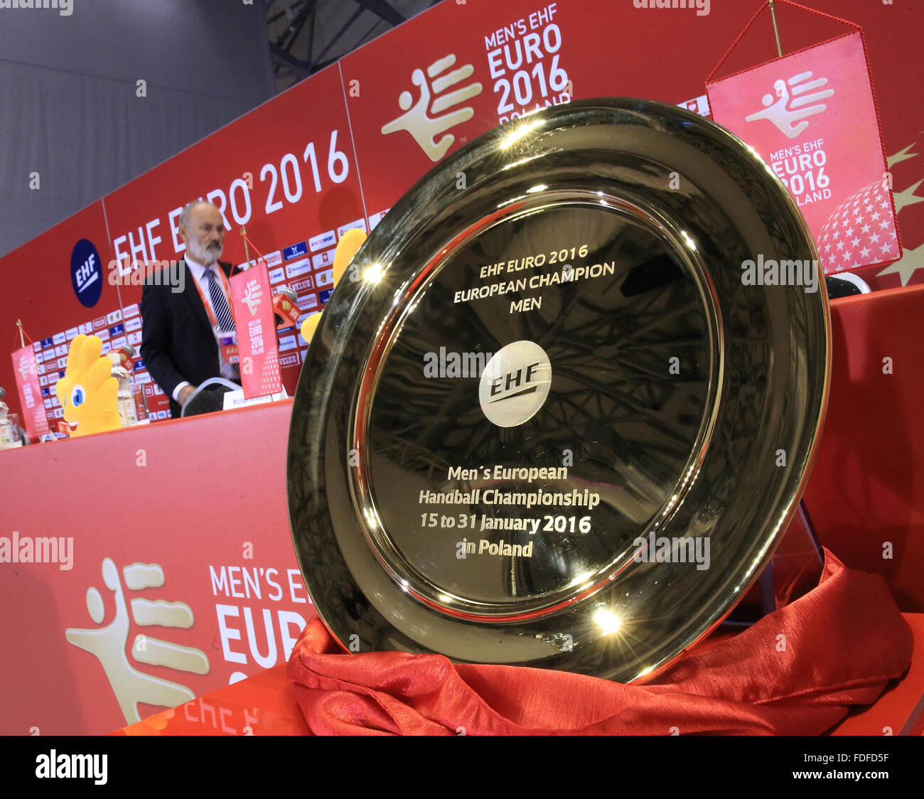 Krakow, Poland. 31st Jan, 2016. The trophy of the 2016 European ...