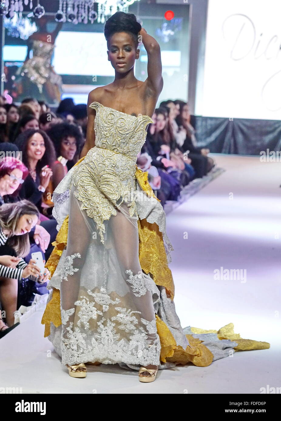 London, England, UK. 30th January, 2016. A model wearing Dicky Ishak ...