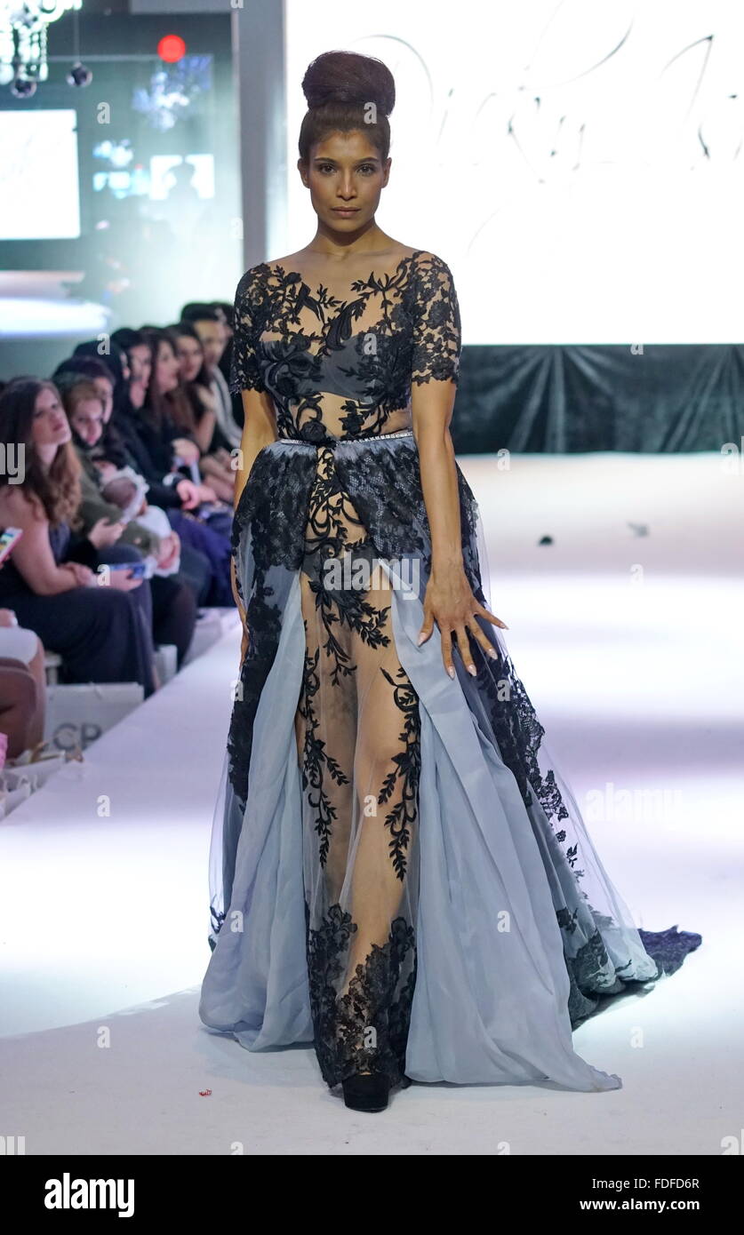 London, England, UK. 30th January, 2016. A model wearing Dicky Ishak ...
