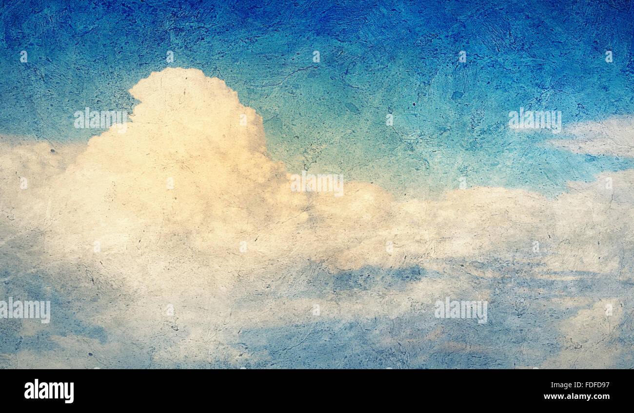 Old painting with cloudy blue sky as a background Stock Photo - Alamy