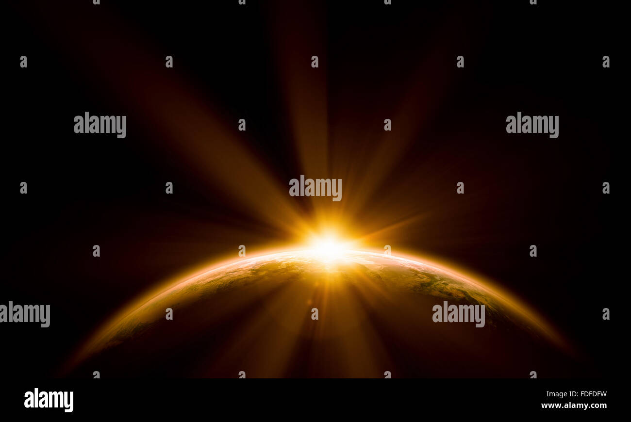 Planet Earth with appearing sunbeam light. Elements of this image are ...
