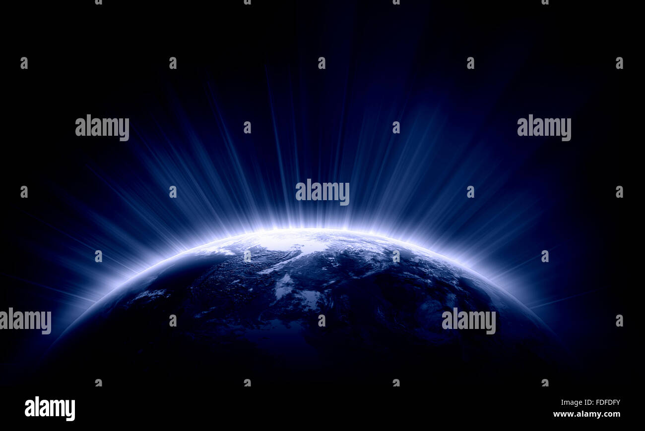 Planet Earth with appearing sunbeam light. Elements of this image are ...