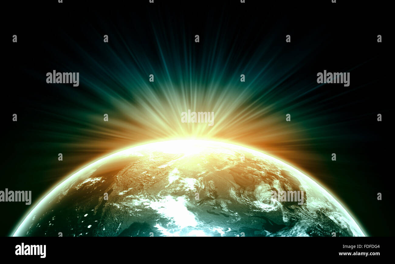 Planet earth appearing sunbeam light hi-res stock photography and ...