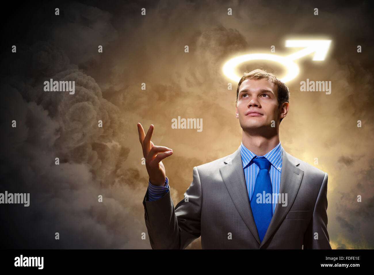 Image of businessman with halo above head Stock Photo - Alamy
