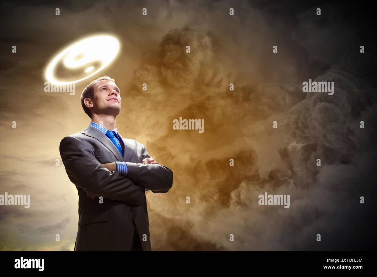Image of businessman with halo above head Stock Photo - Alamy