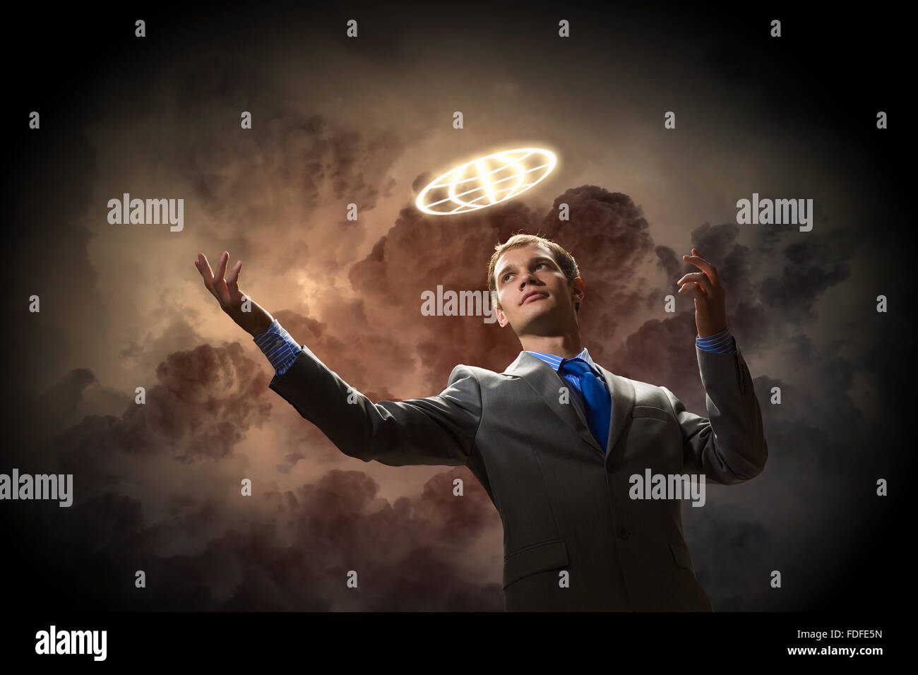 Image of businessman with halo above head Stock Photo - Alamy