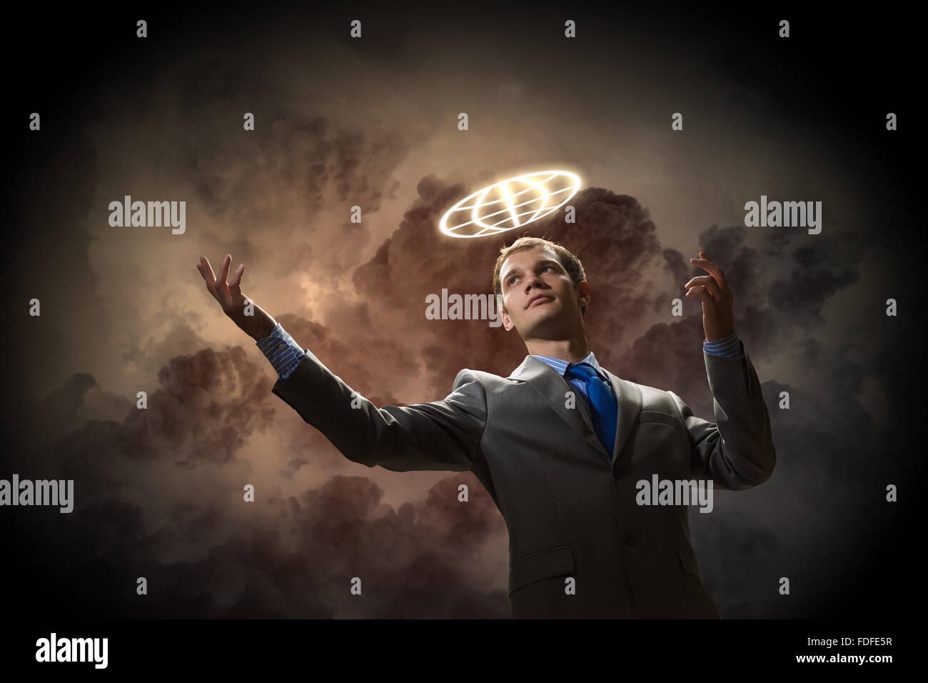 Image of businessman with halo above head Stock Photo - Alamy