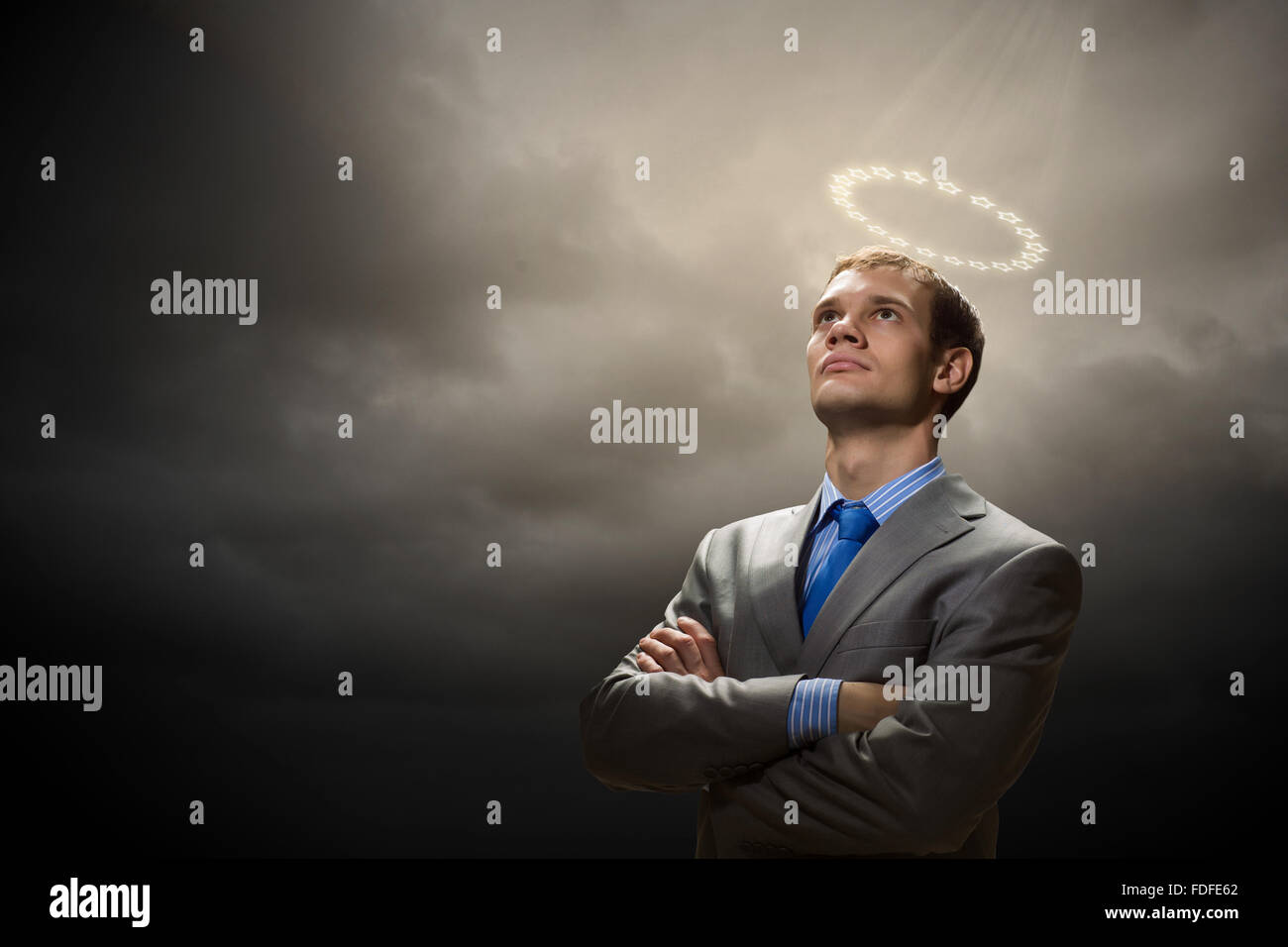 Image of businessman with halo above head Stock Photo - Alamy