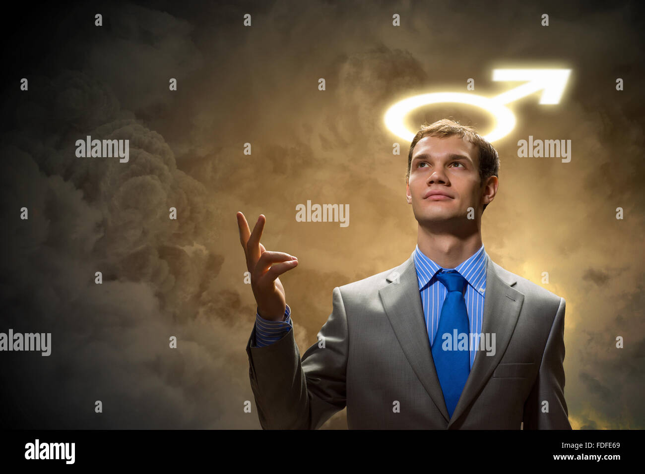 Image of businessman with halo above head Stock Photo - Alamy
