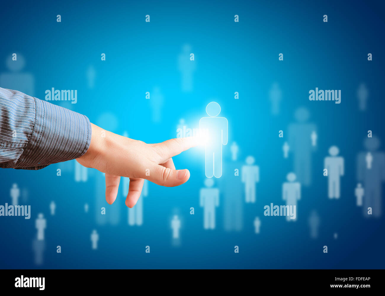Close up of human hand pushing media icon Stock Photo - Alamy