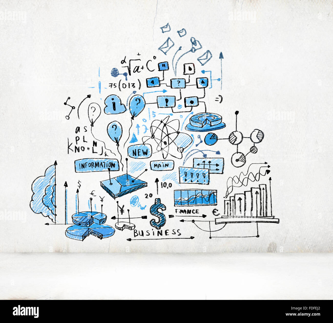 Business colorful sketch image on white background Stock Photo - Alamy