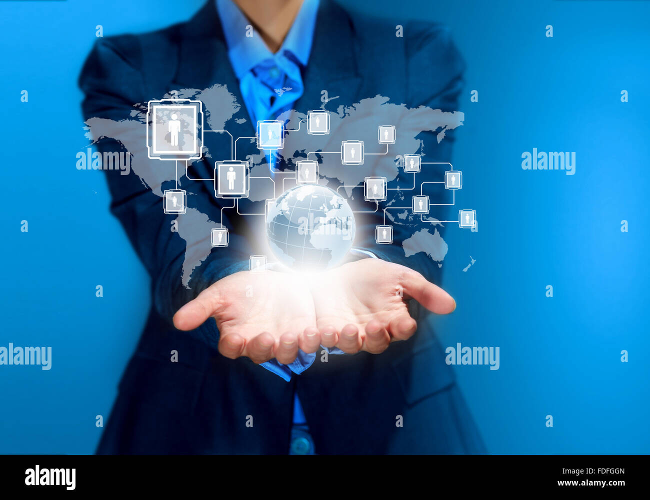 Image of business person holding devices in hands Stock Photo - Alamy