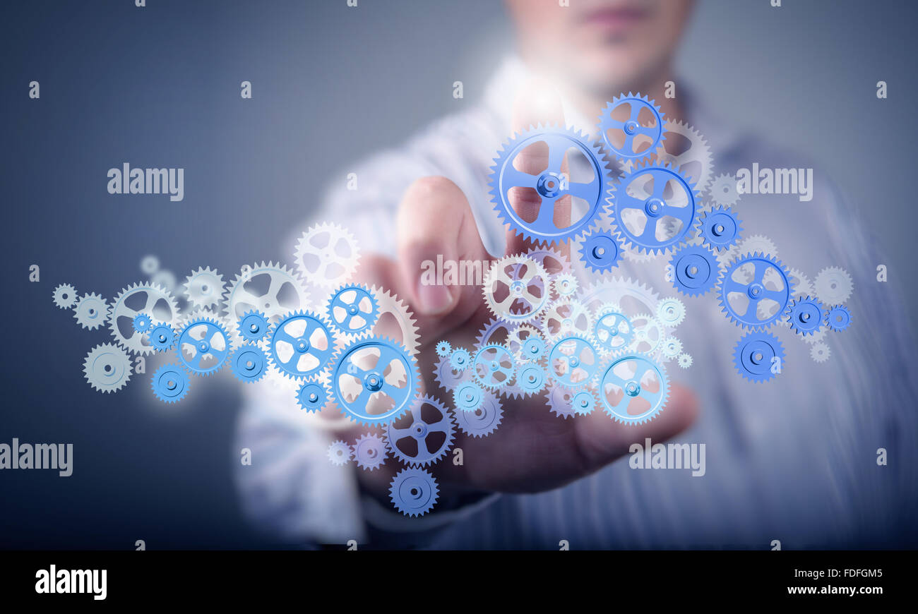 Businessman mechanism elements hi-res stock photography and images - Alamy