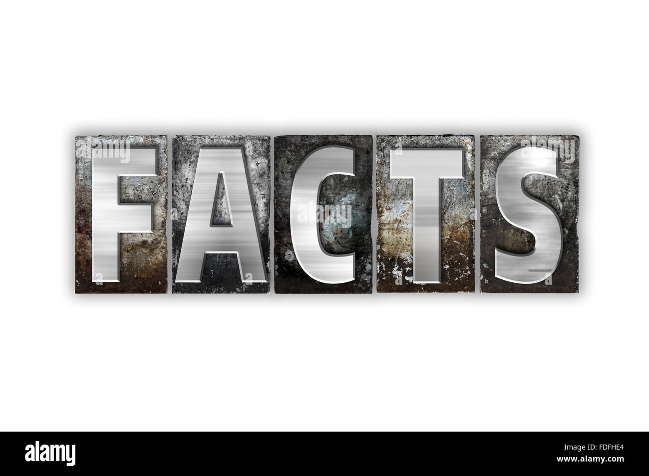 The word "Facts" written in vintage metal letterpress type isolated on ...