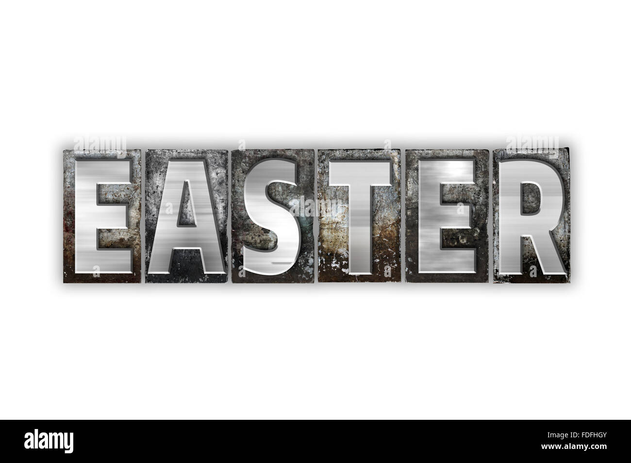 The word "Easter" written in vintage metal letterpress type isolated on ...