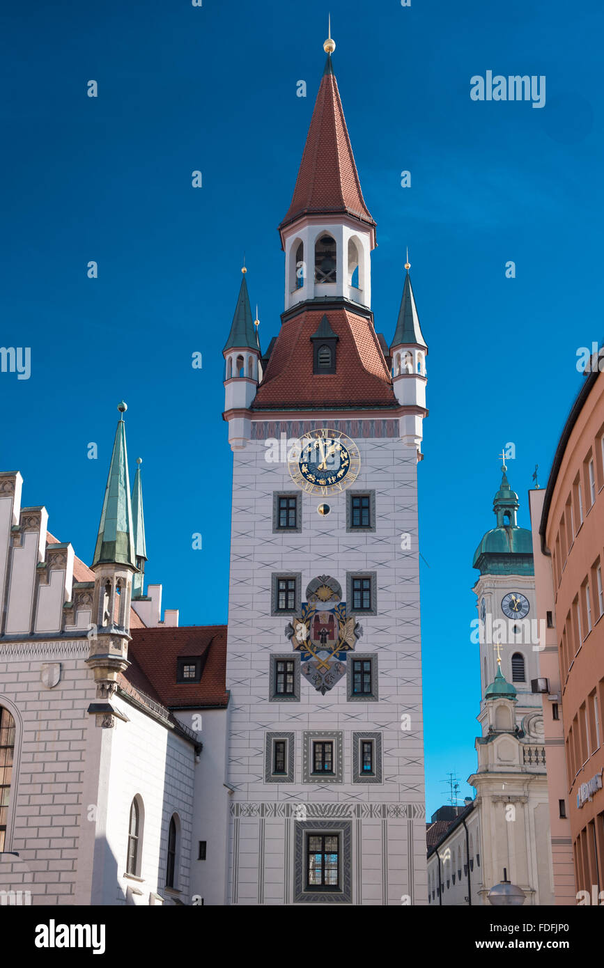 sunlight shining on historic building in Munich Stock Photo - Alamy