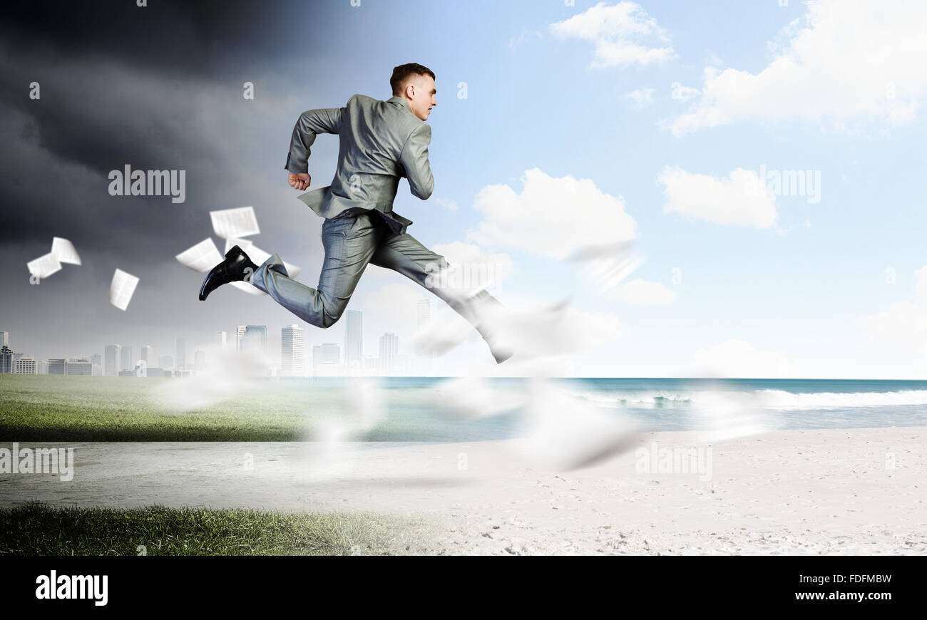 Businessman running away from hi-res stock photography and images - Alamy