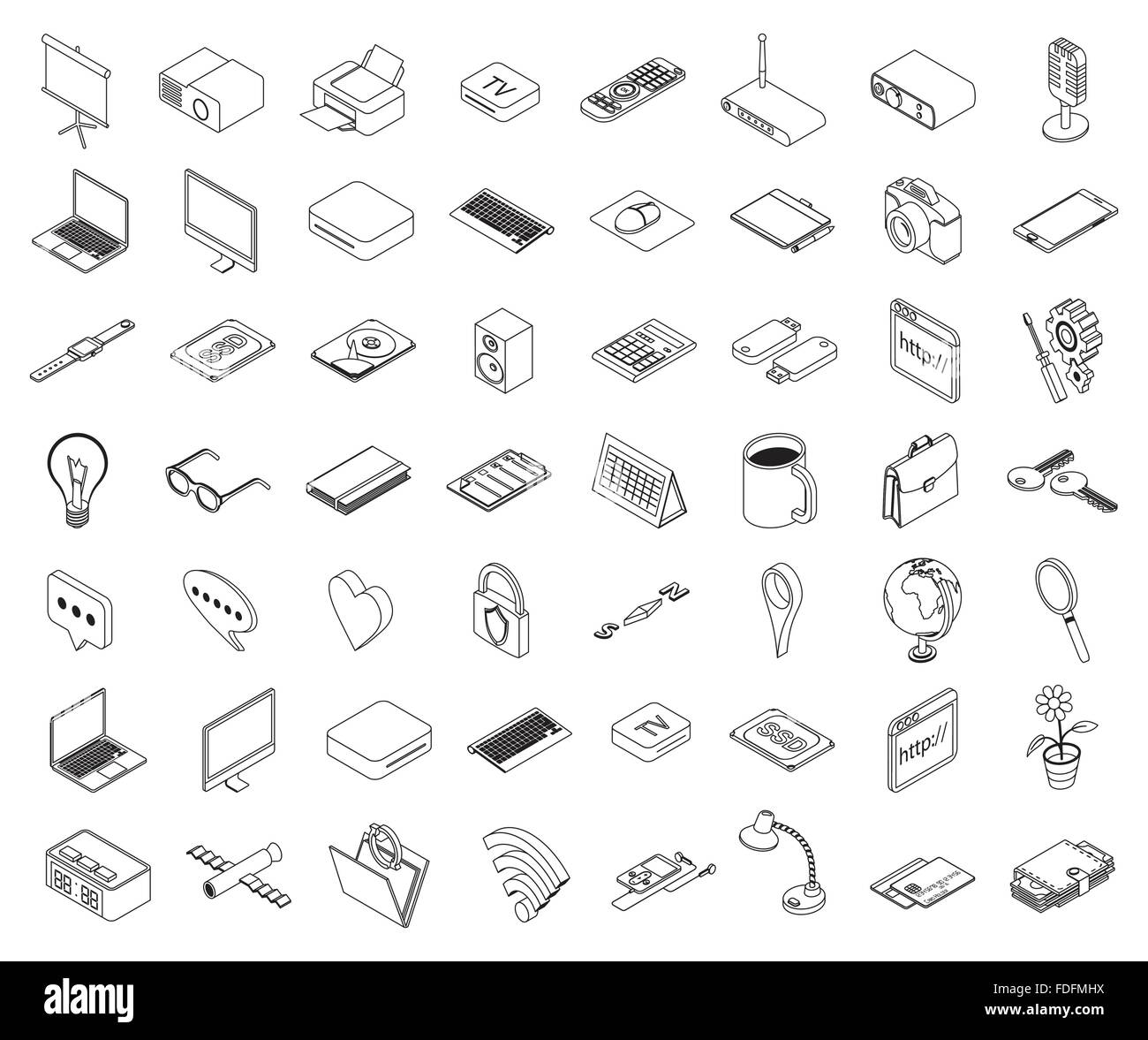 Set of isometric volumetric of icons on a theme of computer technology ...