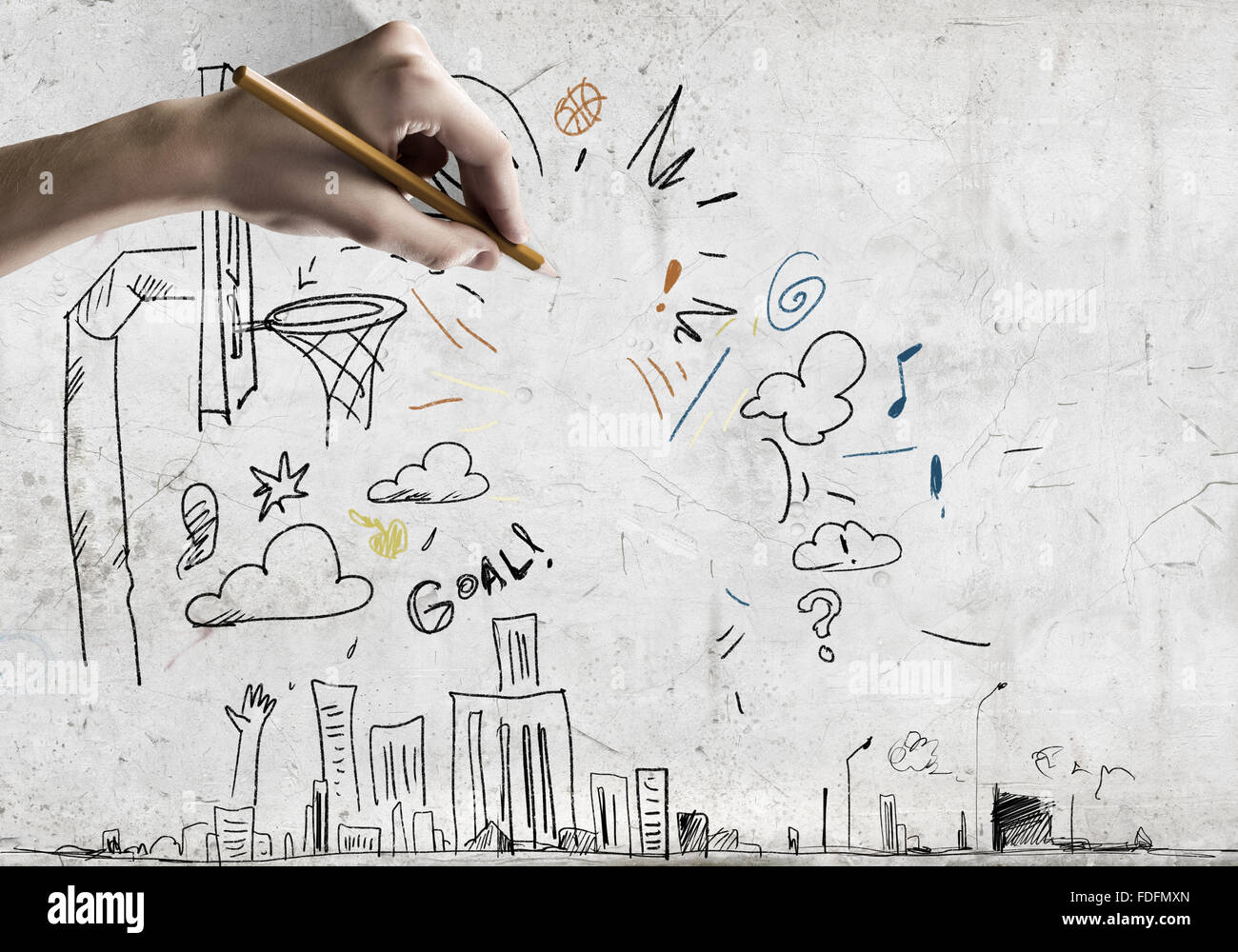 Close up of human hand drawing conceptual sketches Stock Photo - Alamy