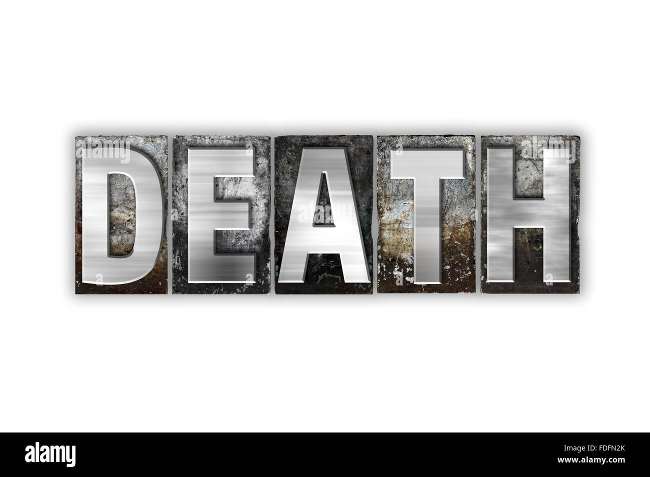 The word "Death" written in vintage metal letterpress type isolated on ...