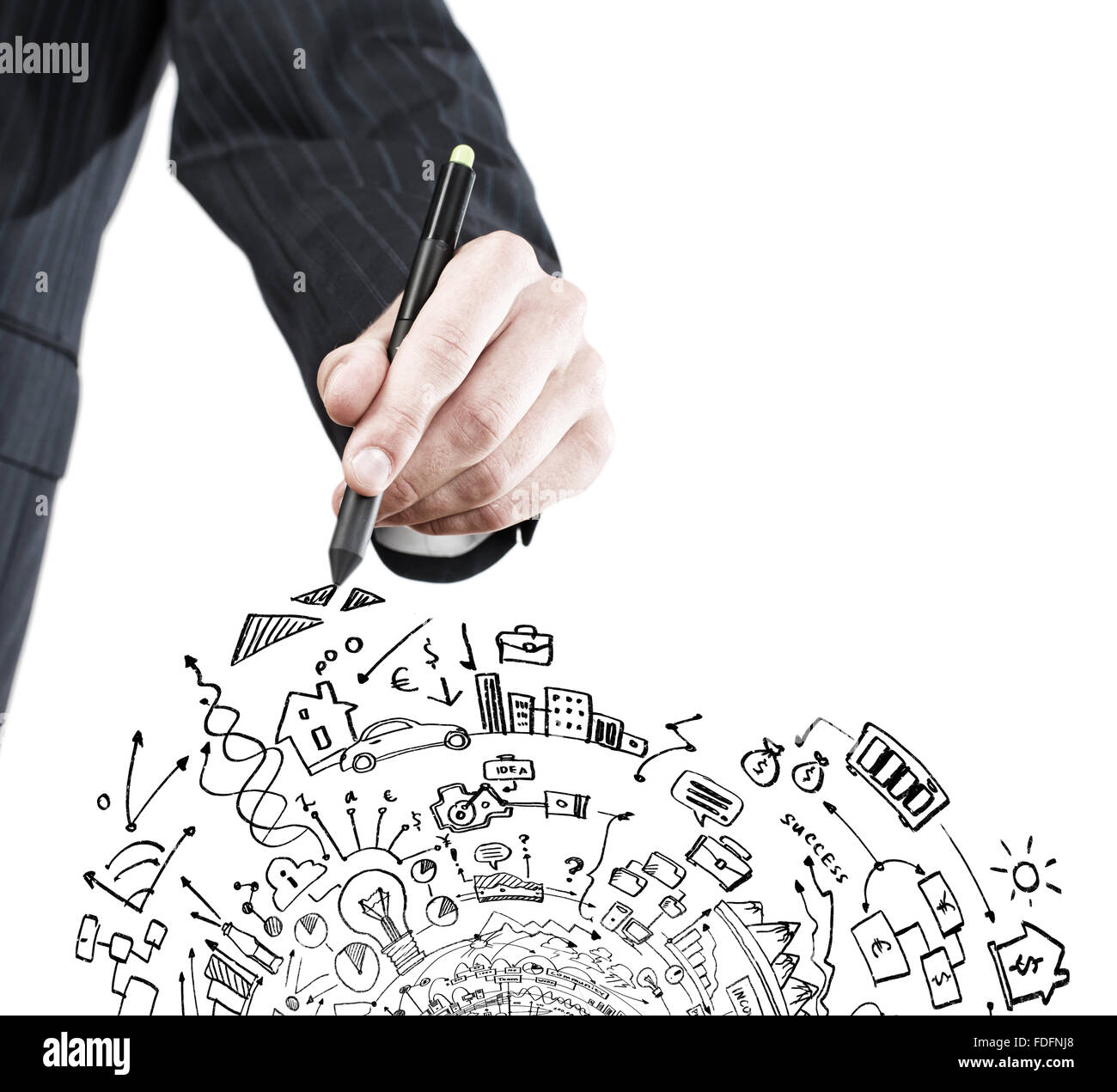 Close up of businessman drawing business strategy sketch Stock Photo ...
