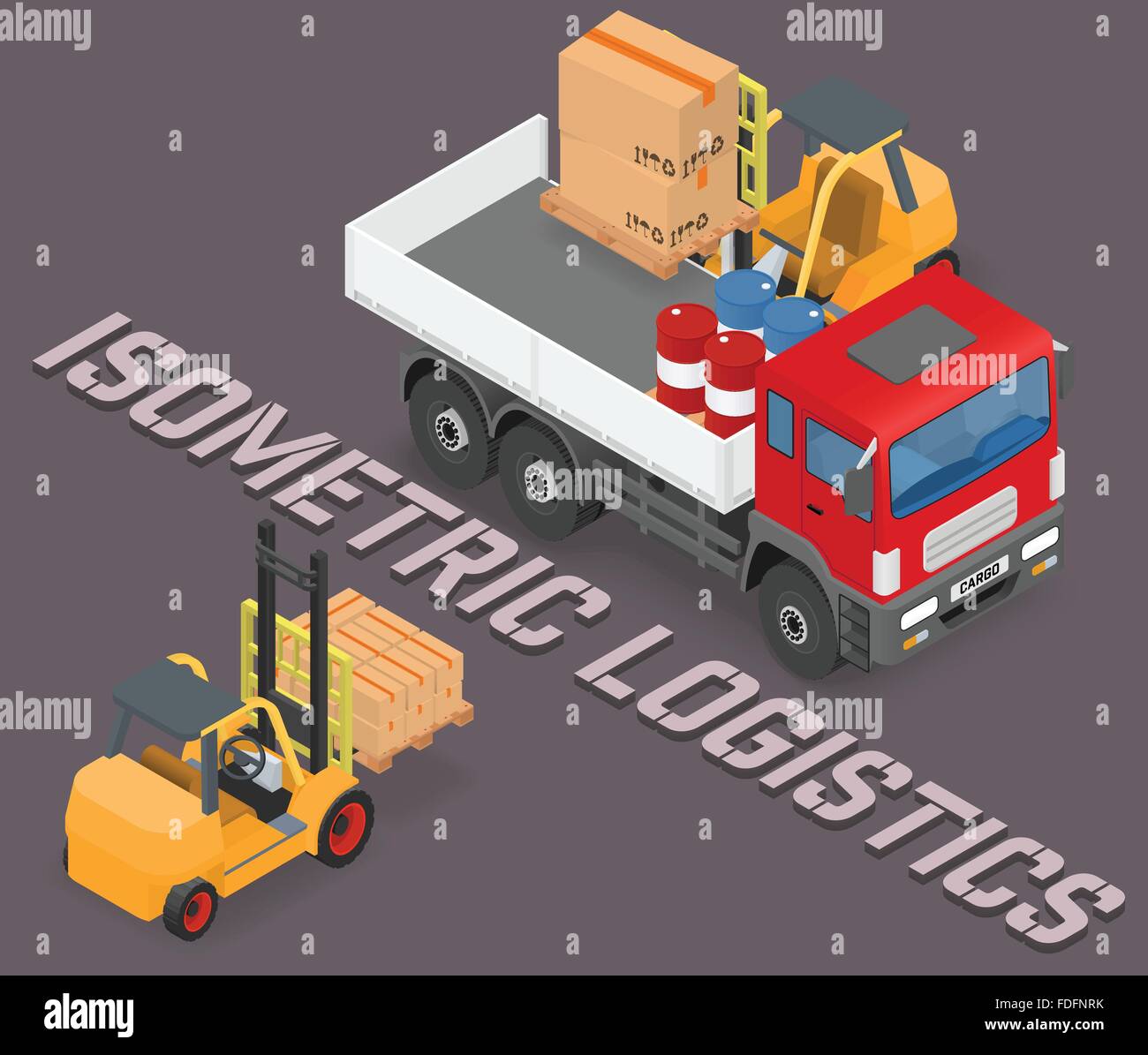 Process of loading the trucks with a forklift Stock Vector Image & Art - Alamy