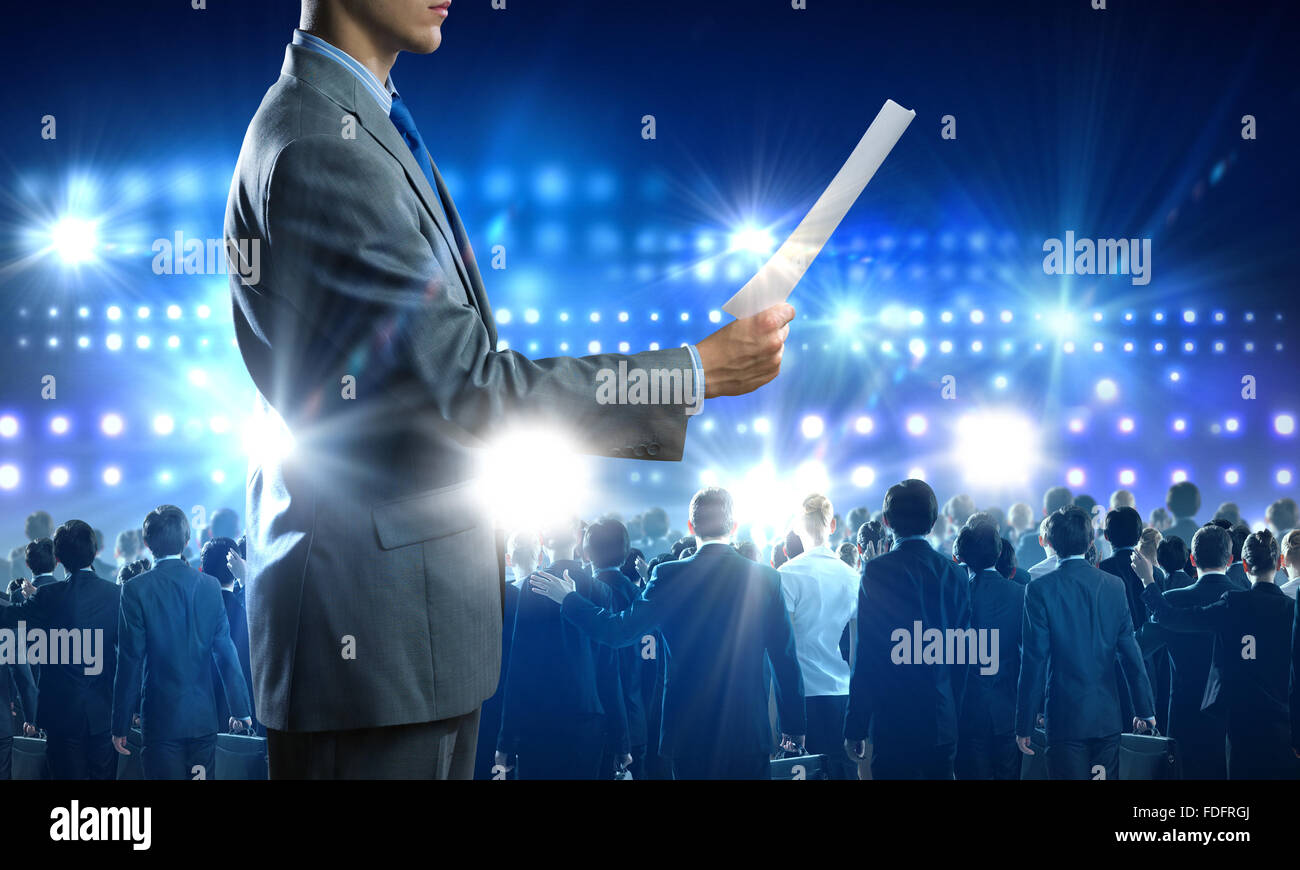 Gesturing communication crowd standing leadership hi-res stock ...