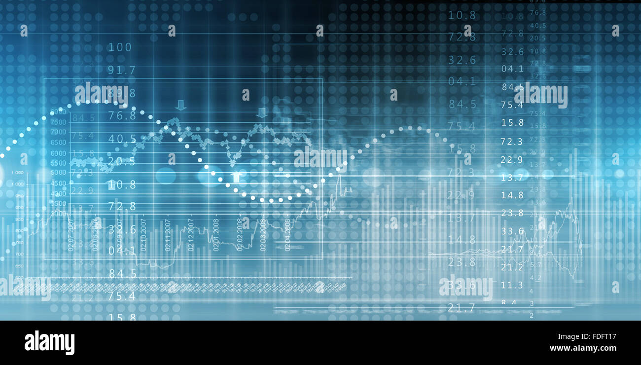 High tech blue background image with graphs and diagrams Stock Photo ...