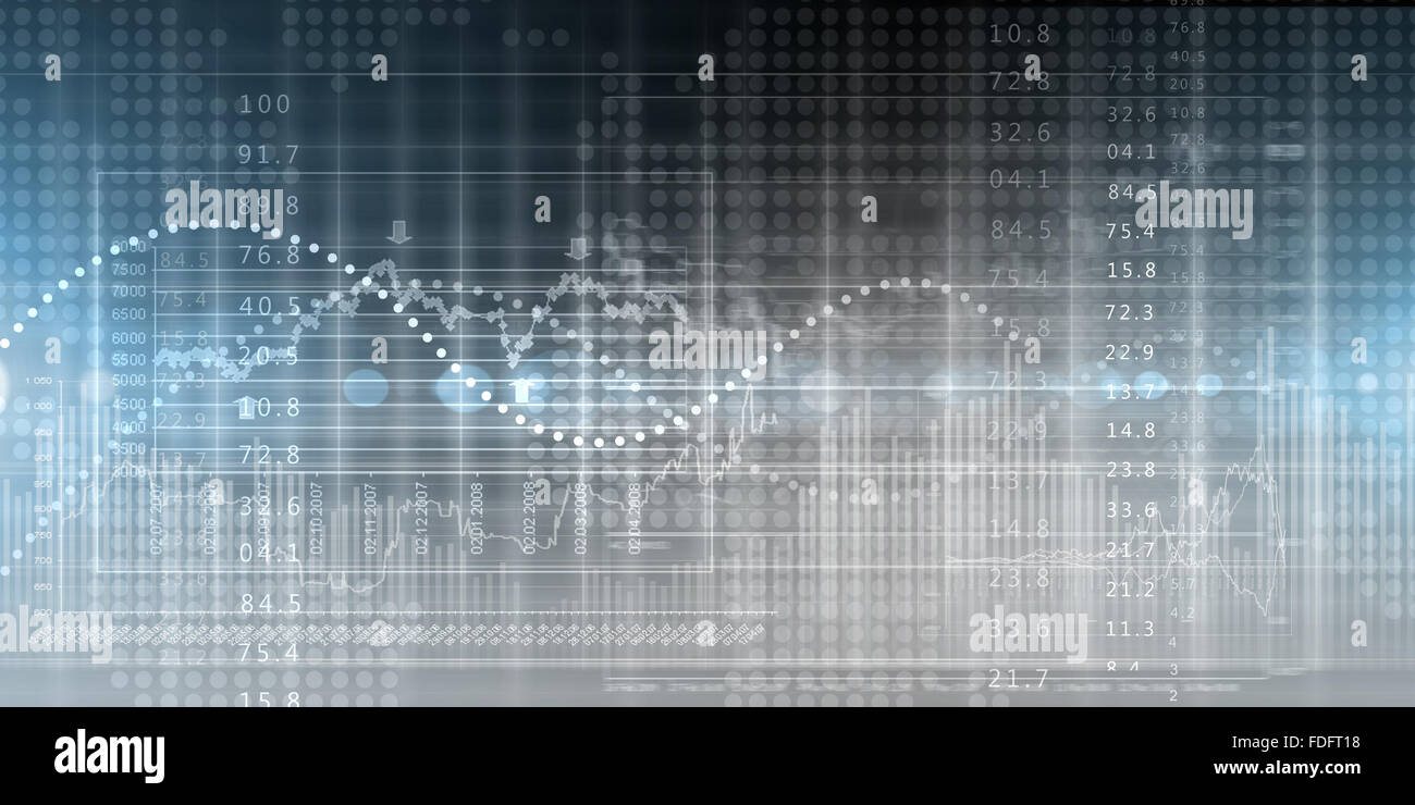 High tech blue background image with graphs and diagrams Stock Photo ...